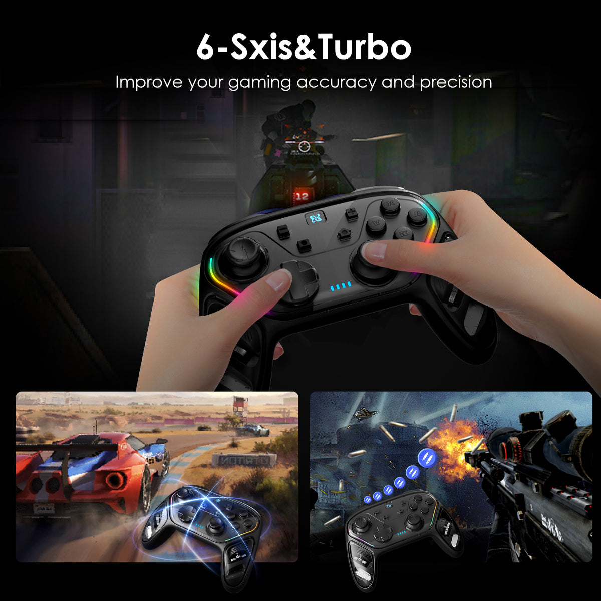 BINBOK GEMINI Feature Pro Controller-Black