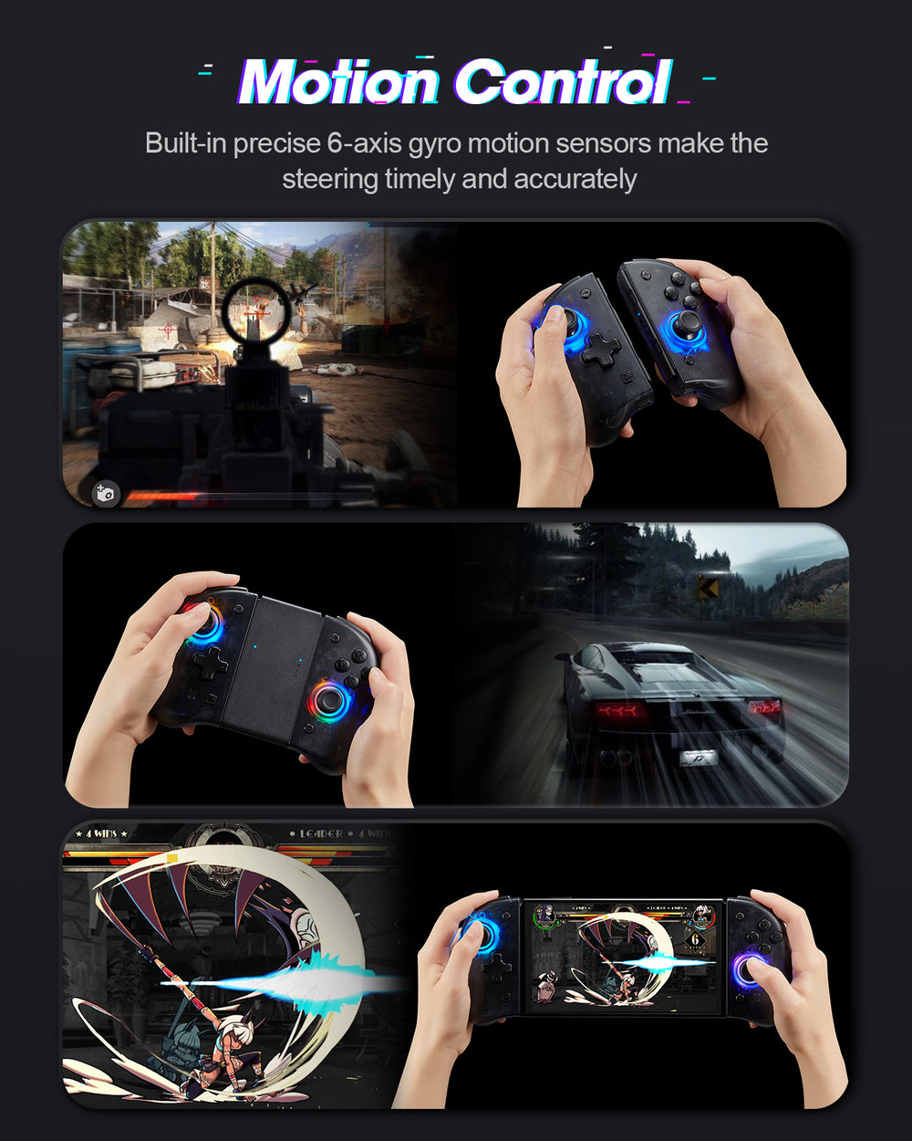 DOYOKY Classic RGB Joycon - Black Semi-transparent